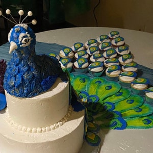 12 Fondant Peacock Feather Cupcake Toppers - Etsy