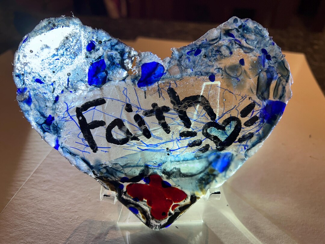 Colorful Fused Glass Heart - Etsy