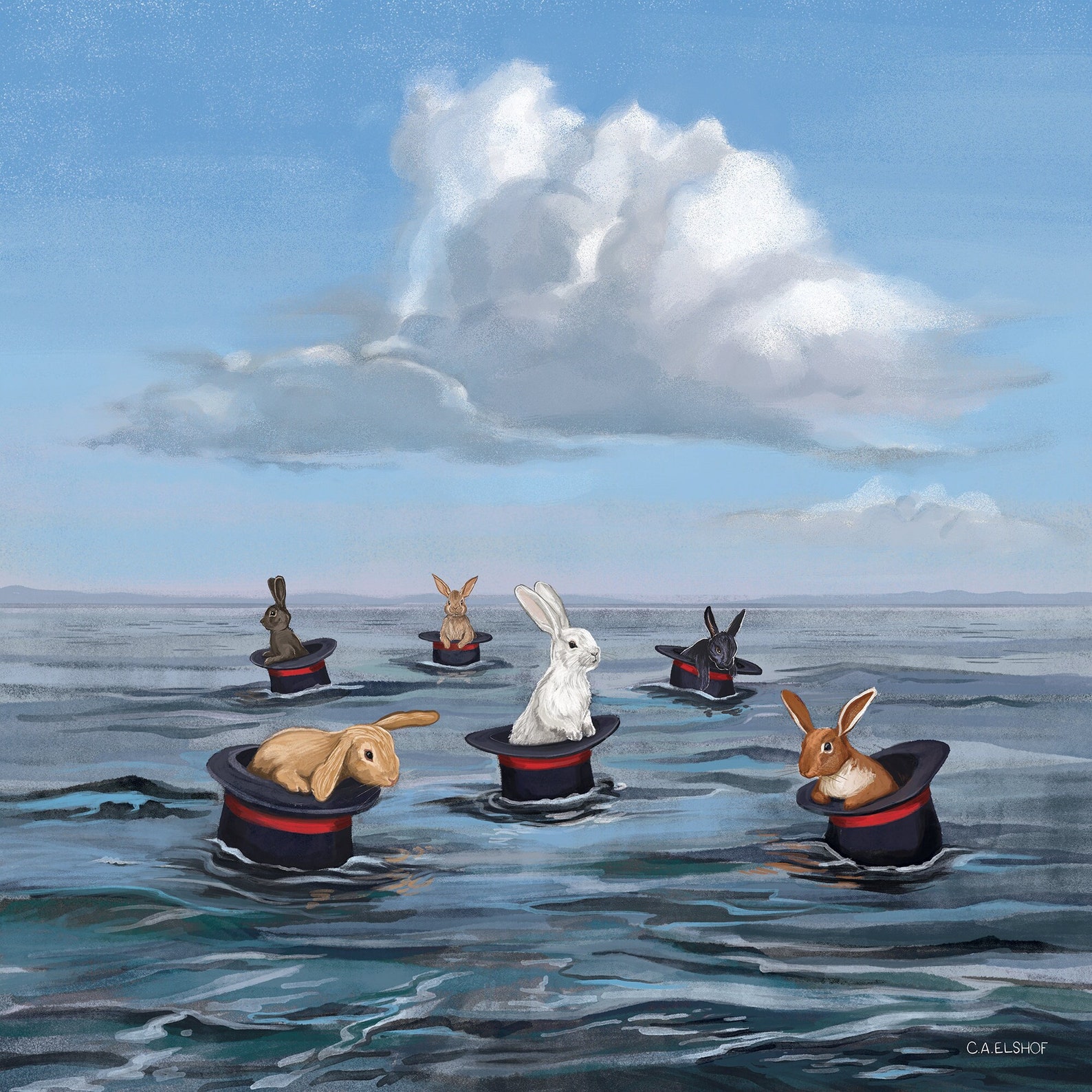 The Magician's Rabbits 12x12 Print Whimsical - Etsy