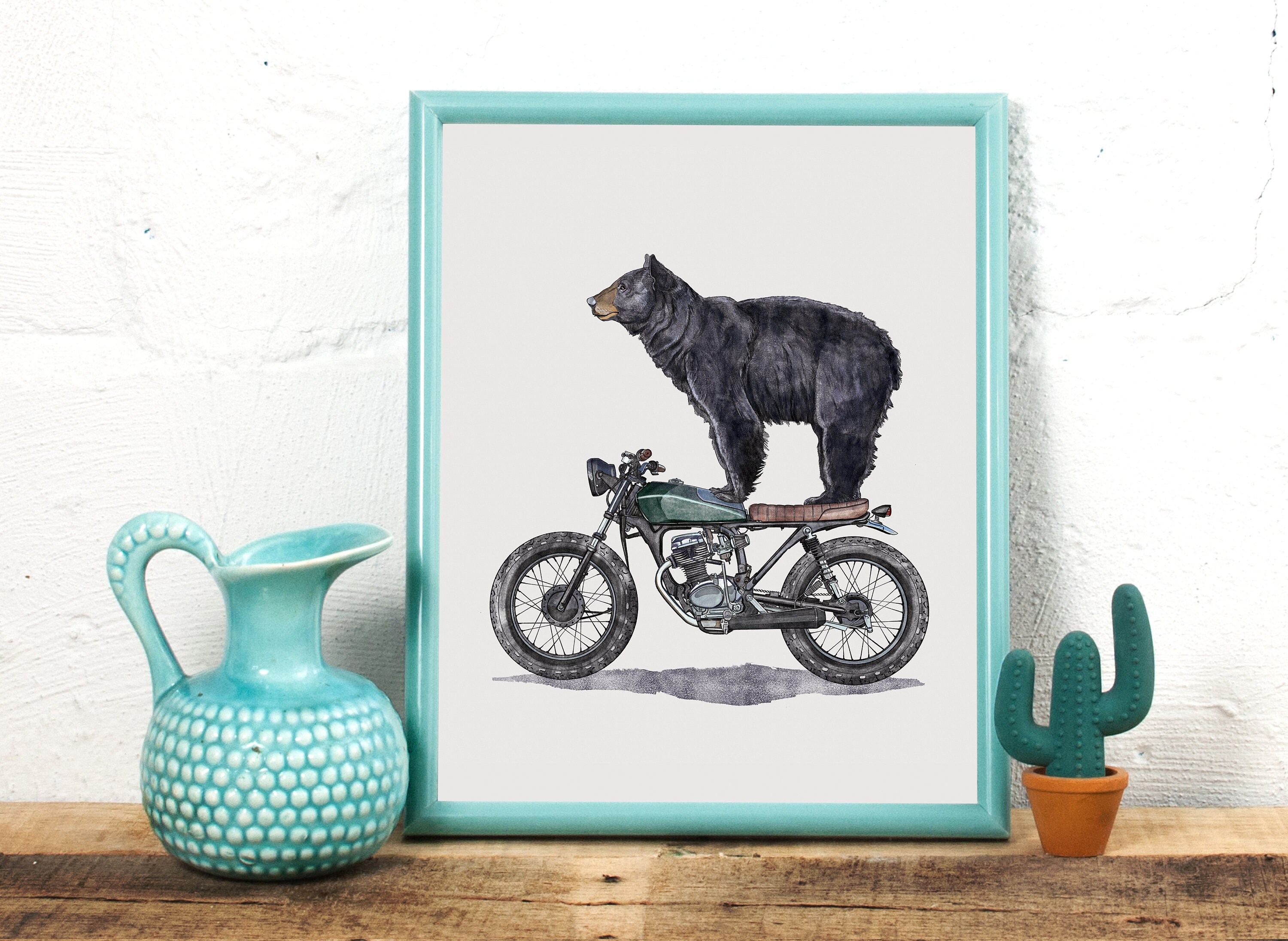 Black Bear on Motorcycle 8x10 Print Fine Art Print North - Etsy