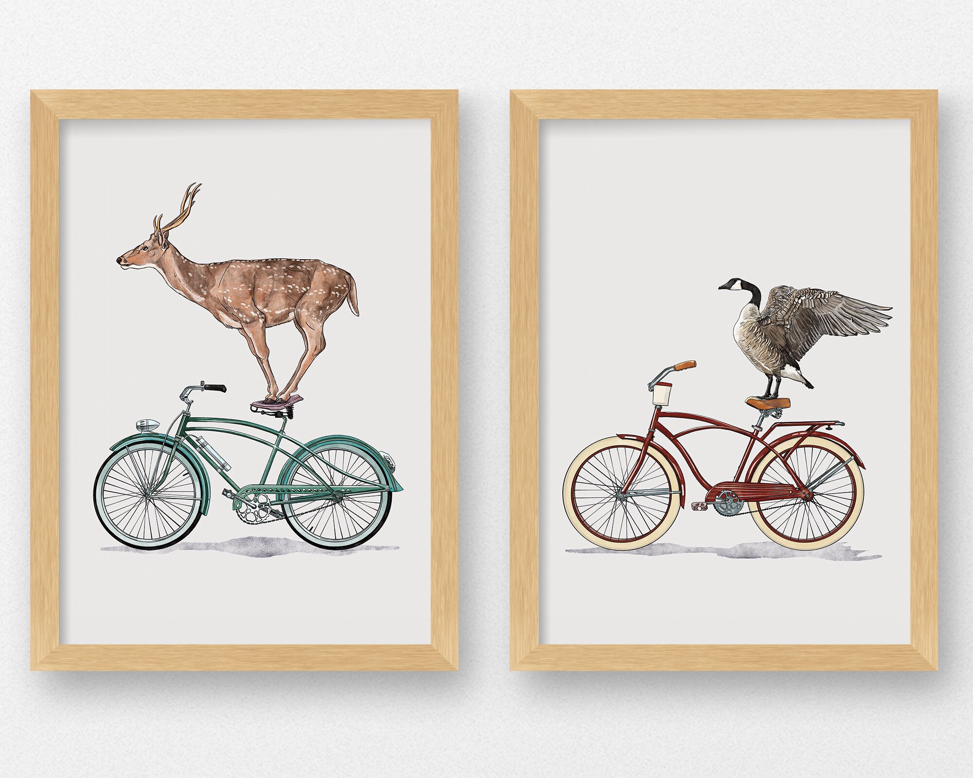 Deer on Bicycle 8x10 Print White-tailed Deer Wall Décor - Etsy