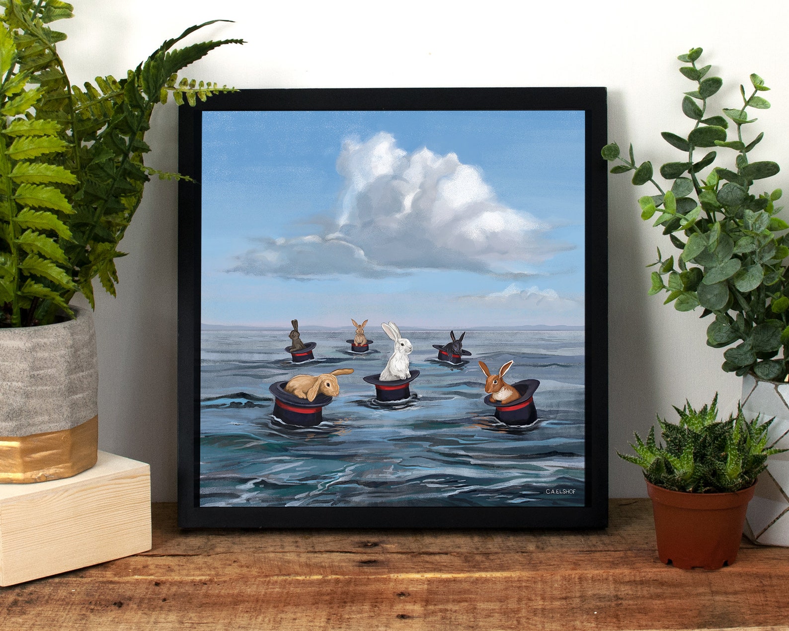 The Magician's Rabbits 12x12 Print Whimsical - Etsy