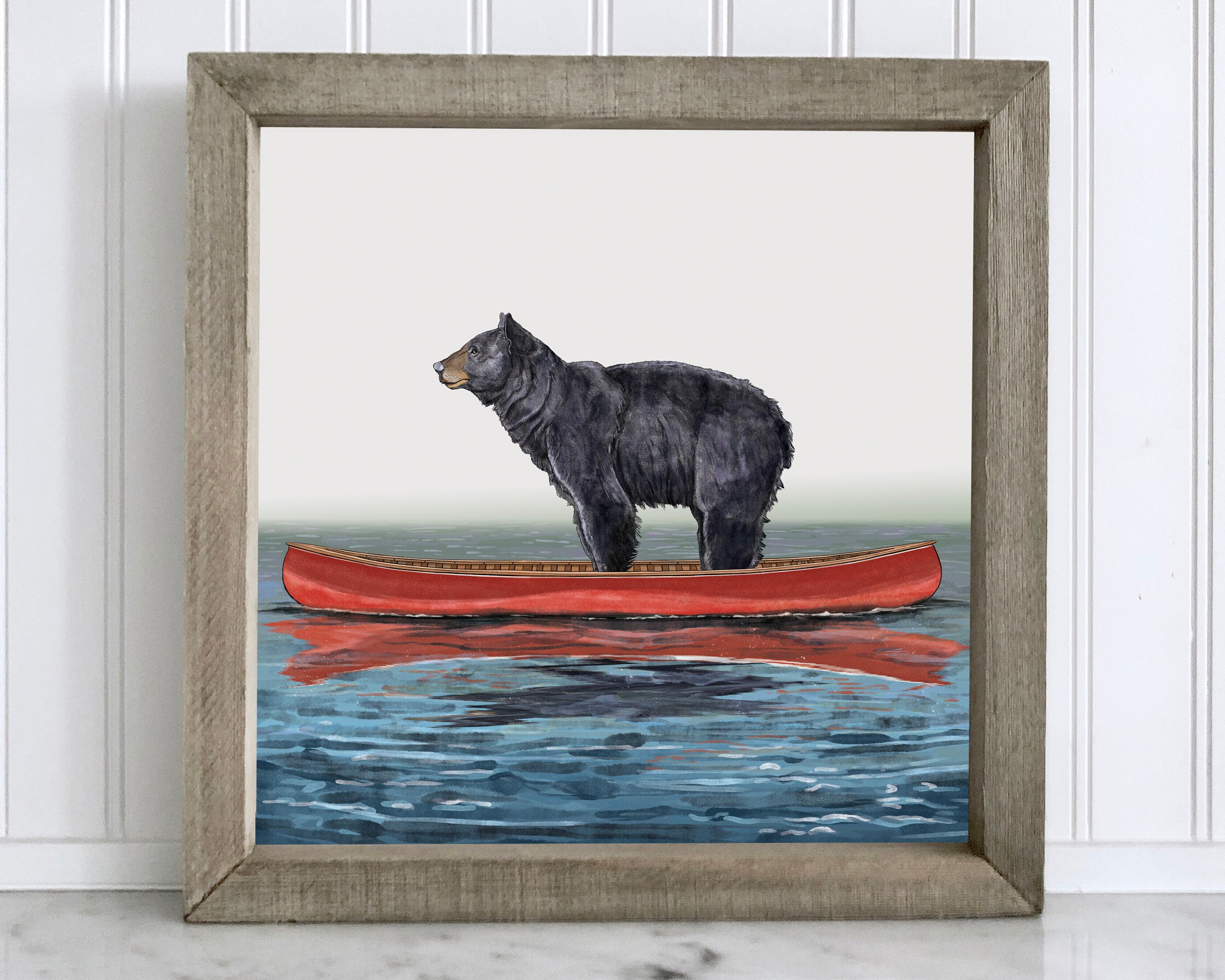 Black Bear in Canoe 12x12 Print Stylish Art Prints | Etsy