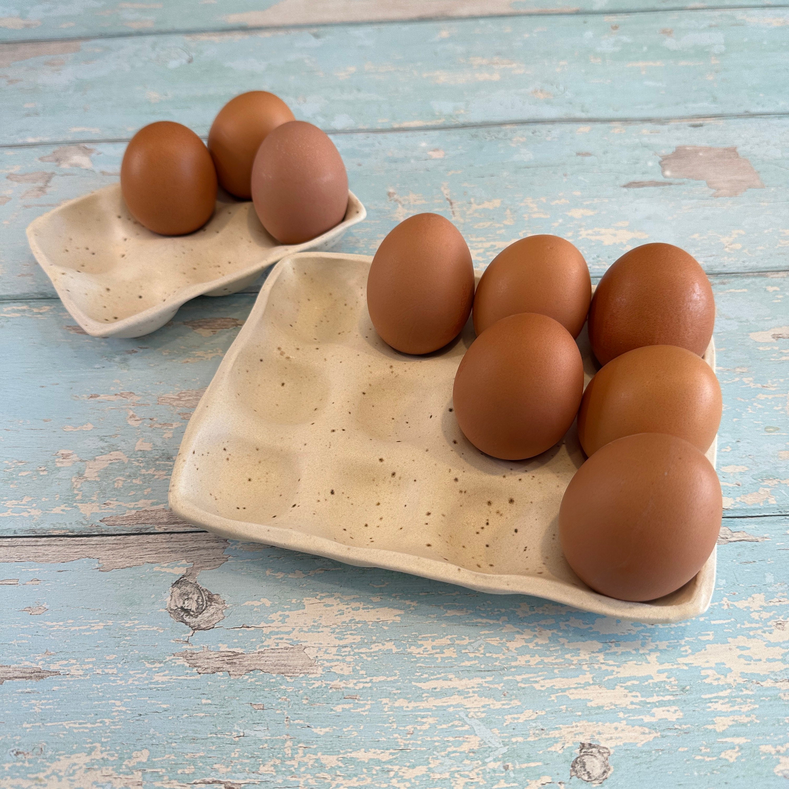 White Ceramic Egg Tray Holds 6 or 12 Eggs - Etsy UK