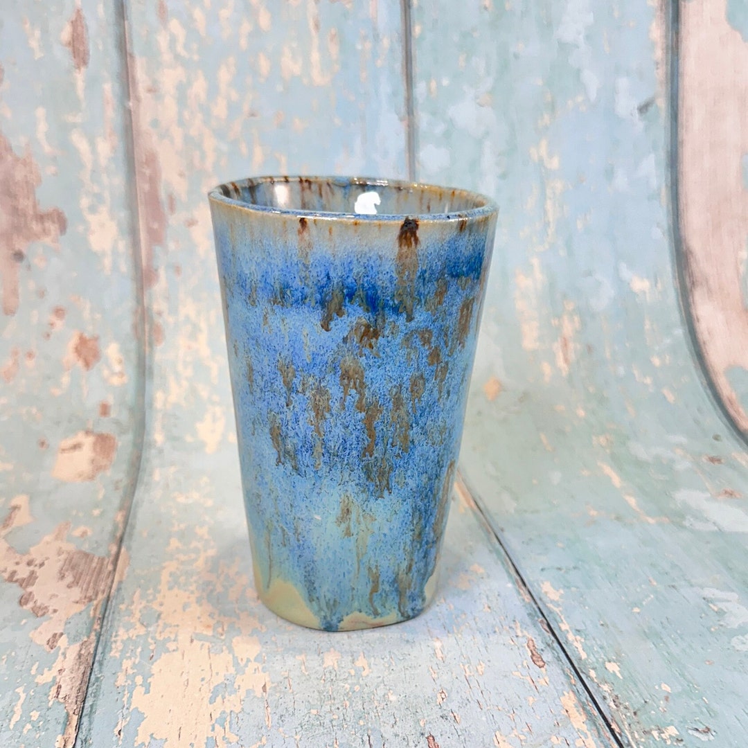 Blue Ceramic Tumbler, Handmade Modern Cup - Etsy