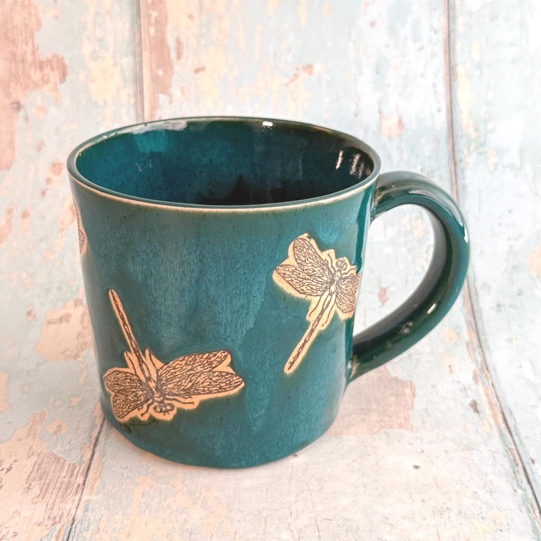 Handmade Dragonfly Mug, Large Ceramic Cup - Etsy