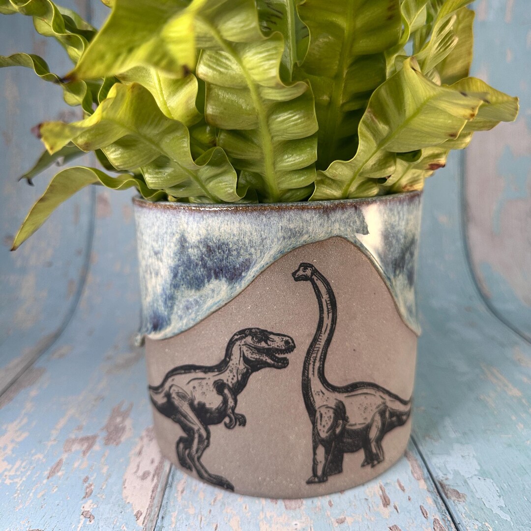 Grey Dinosaur Planter, Ceramic Plant Pot - Etsy