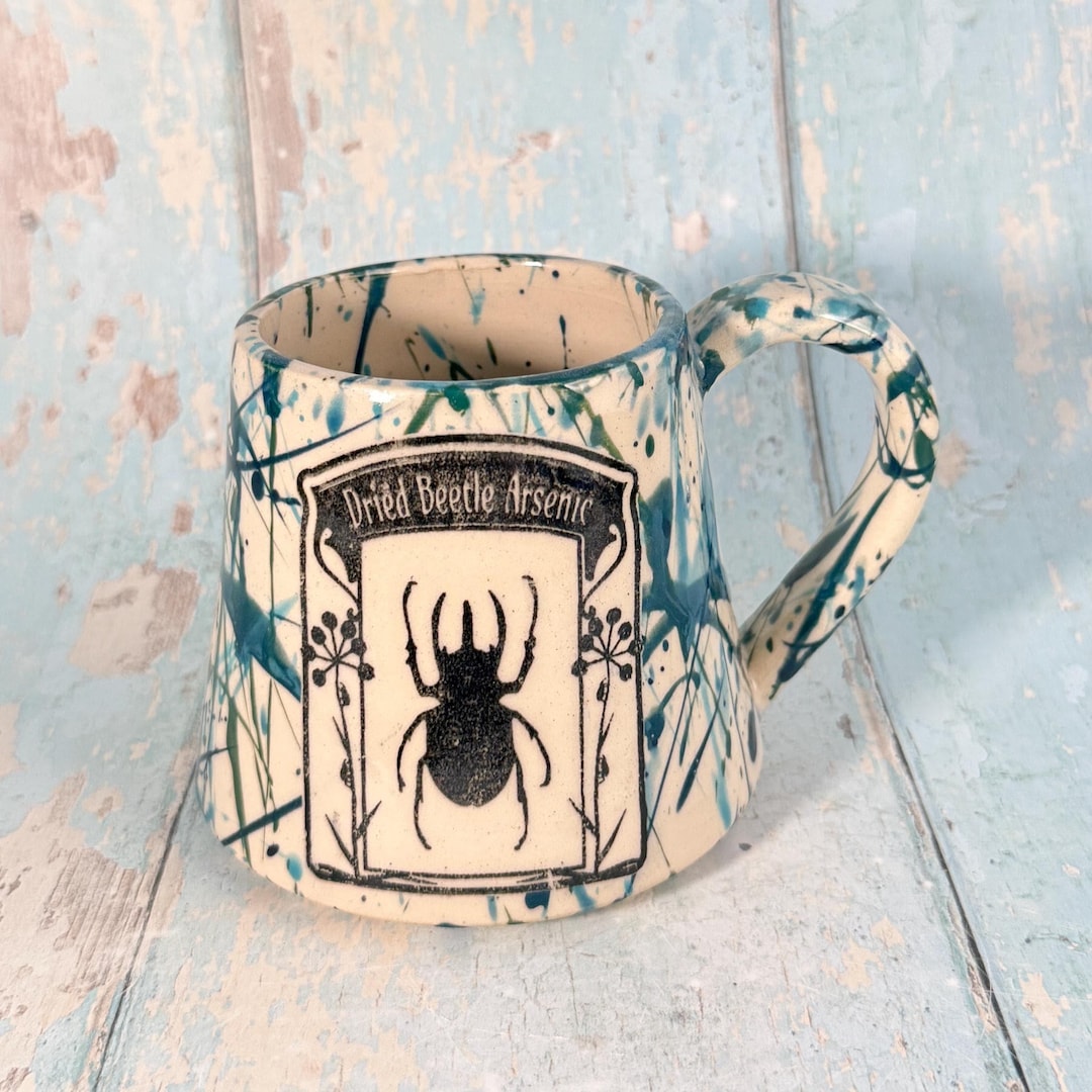 Blue Green 'beetle Arsenic" Label Mug Halloween Spooky Season Cup - Etsy