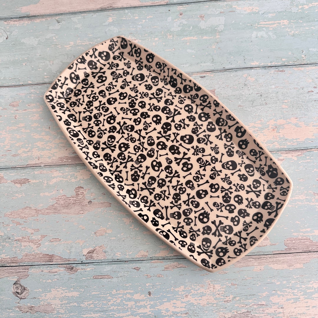 Large Handmade Skull and Crossbones Platter, Rectangle Ceramic Plate - Etsy