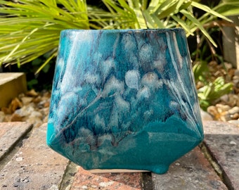 Turquoise Ceramic Planter - Etsy UK