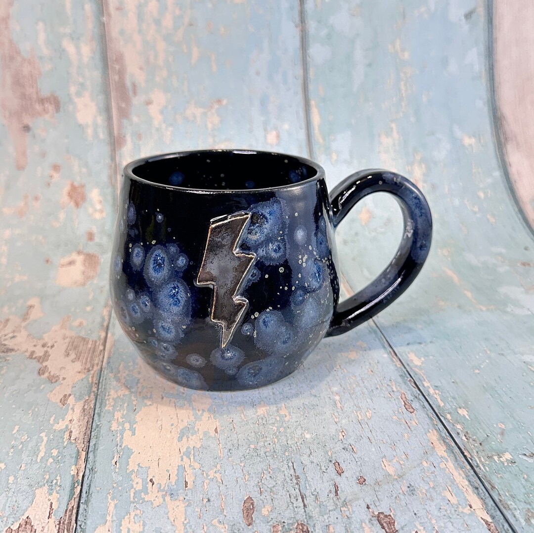 Black Lightning Bolt Mug, Handmade Ceramic Cup - Etsy