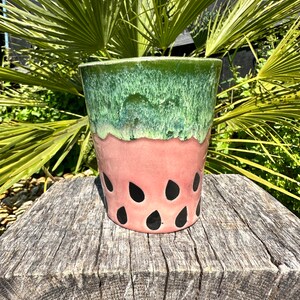 Ceramic Watermelon Mug, Large Pink and Green Cup - Etsy