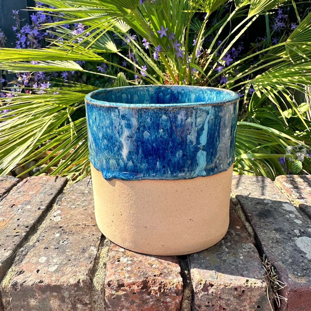 Blue Ceramic Planter, Indoor Plant Pot - Etsy