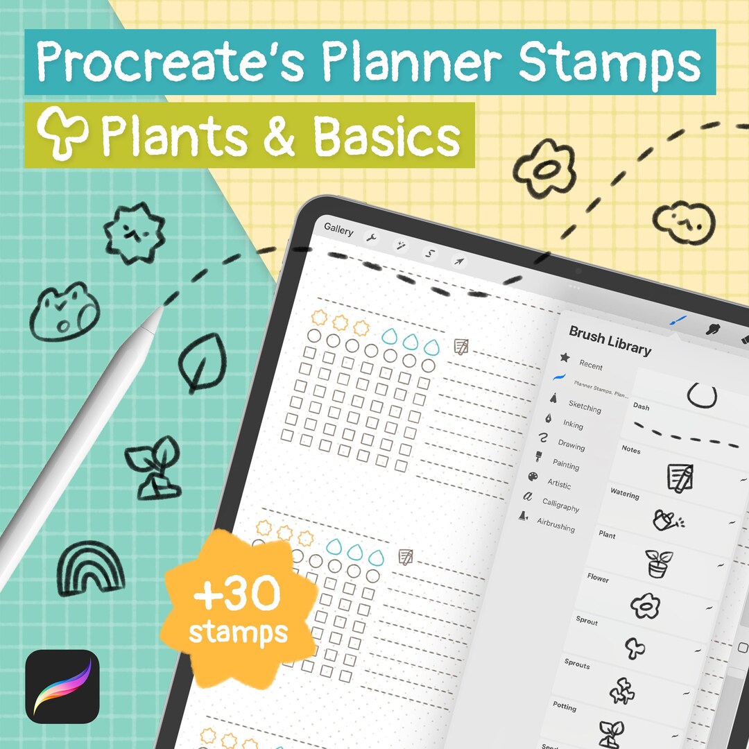 Planner Stamps for Procreate. Plants & Basics - Etsy