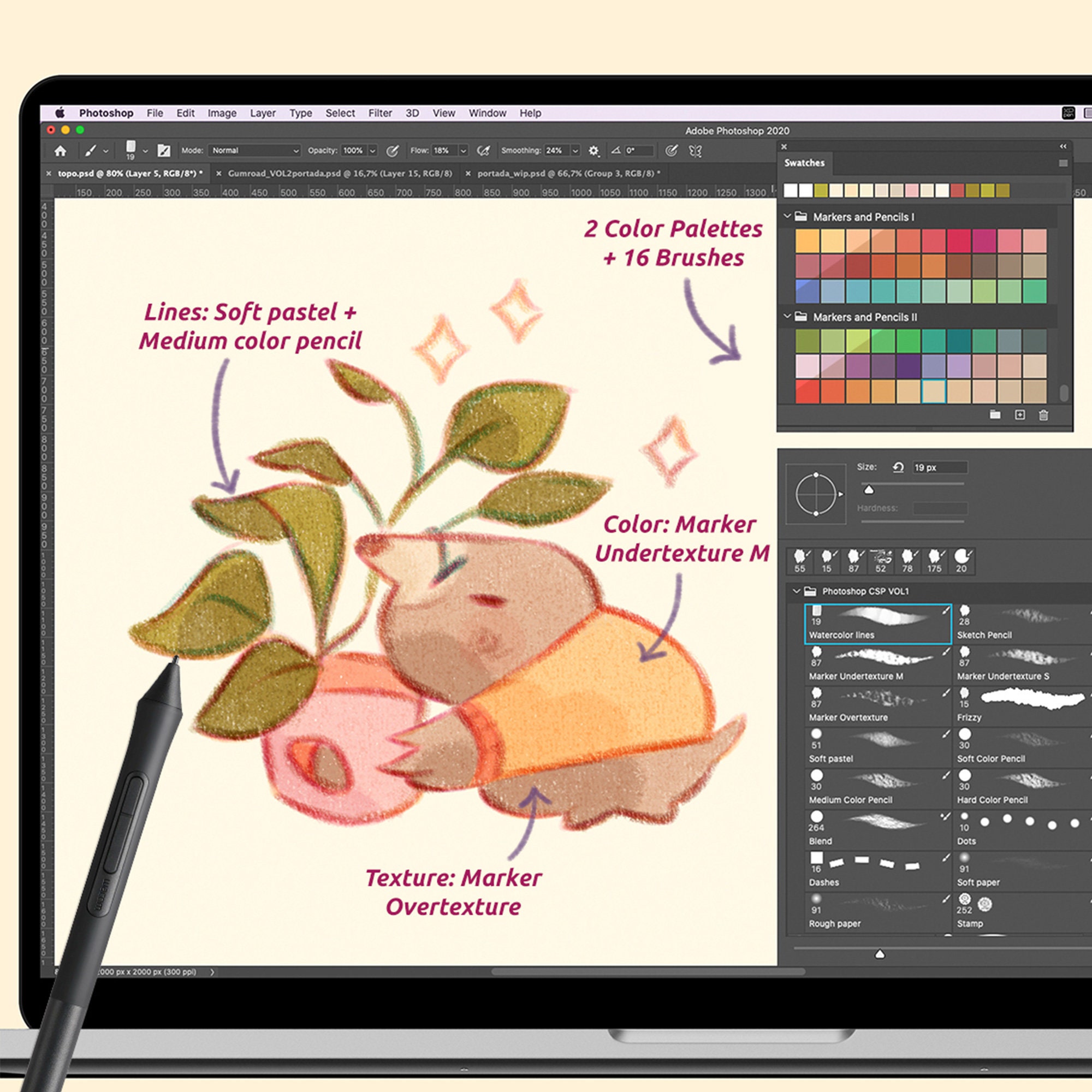 Photoshop and CSP Pack VOL.1 Markers & Pencil Colors - Etsy