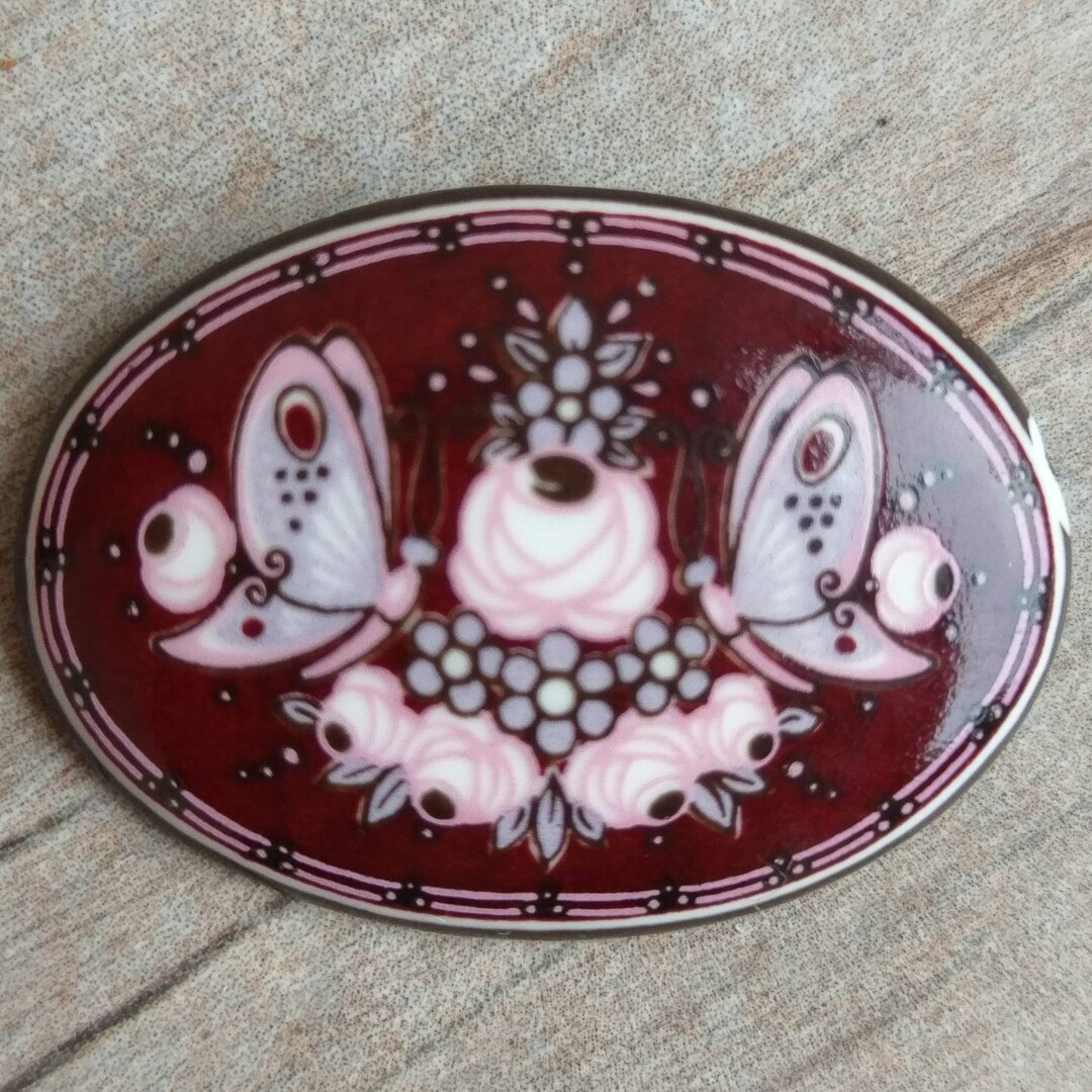 Michaela Frey Wille Brooch Butterfly Rose Flower Enamel Pin Austrian ...