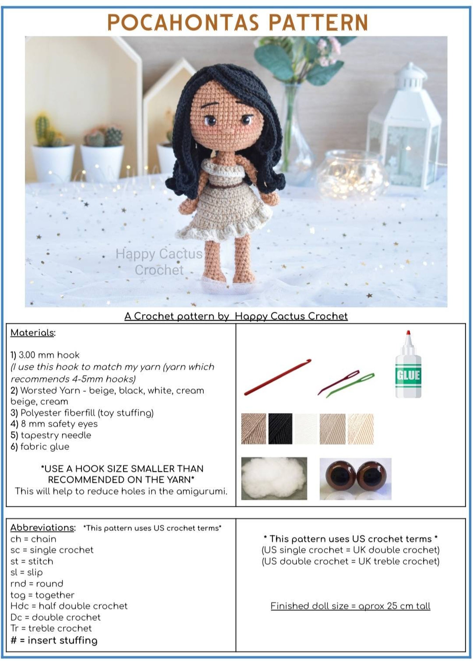Princess Pocahontas Crochet Pattern Amigurumi Pattern Doll Toy - Etsy