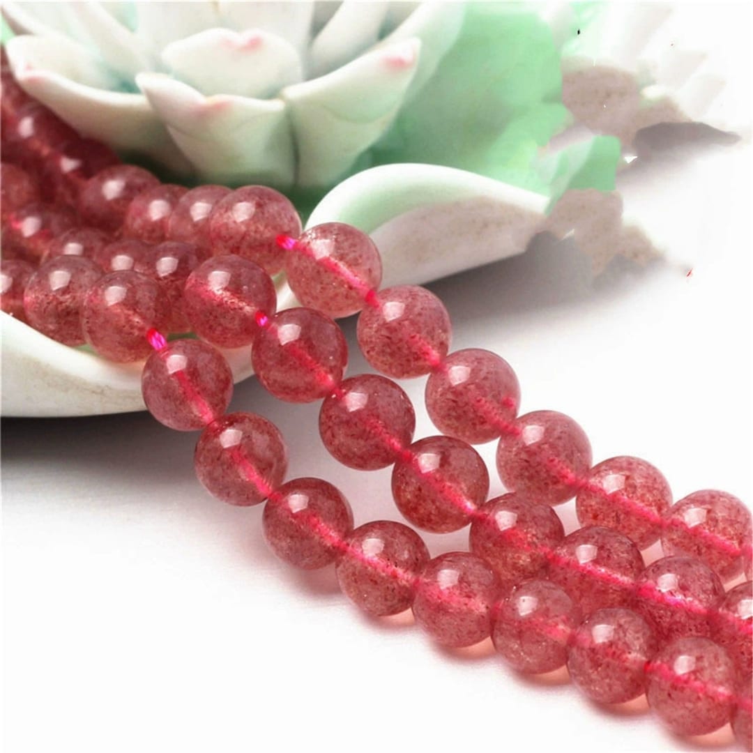 Natural AAAAA Strawberry Crystal Beads Charm Sting of Beads, 4mm~12mm ...