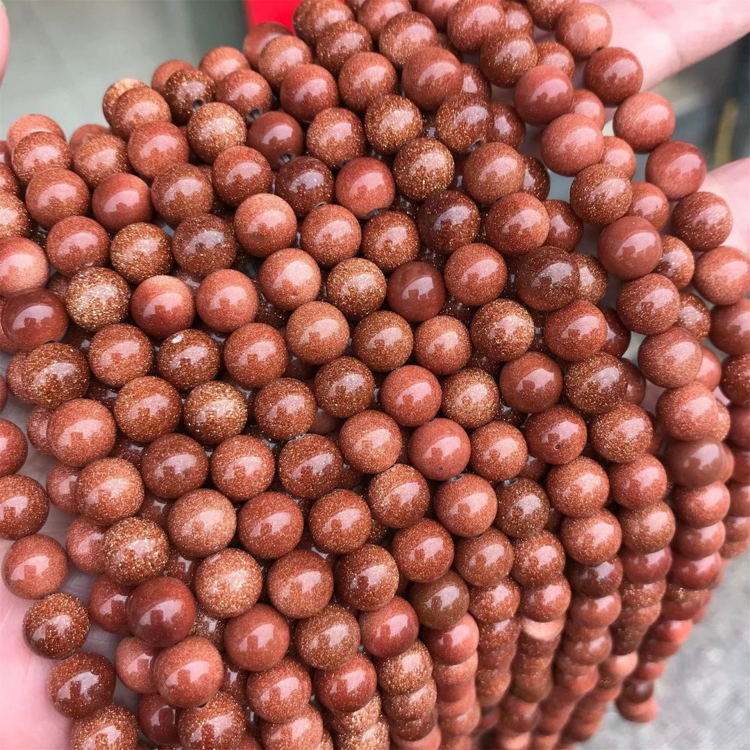 Starry Sky Yellow Sand Goldstone Beads Charm Sting of Beads, 4mm~12mm ...