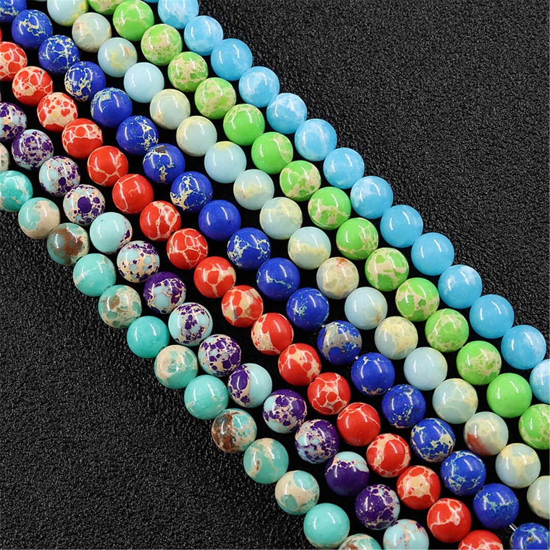 Natural Gemstone Beads Round Emperor Stone Smooth Matte Loose Beads ...