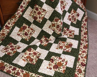 Burgundy Green Quilt | Etsy