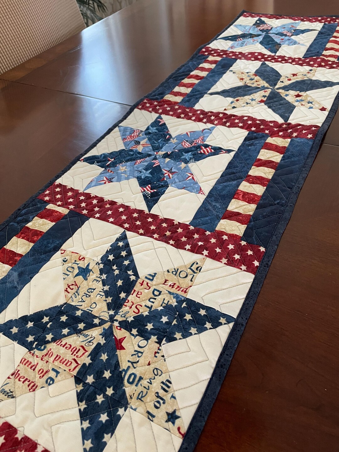 4th of July Table Runner | Quilted Patchwork Table Runner | 4th of July ...