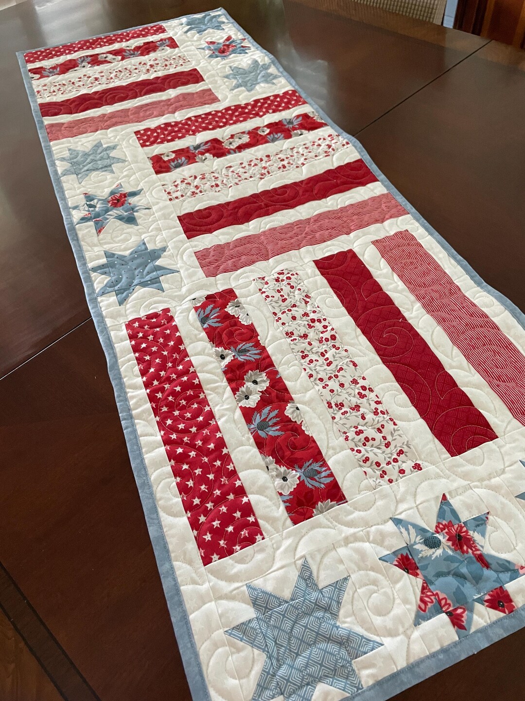 4th of July Table Runner | Quilted Patchwork Table Runner | 4th of July ...