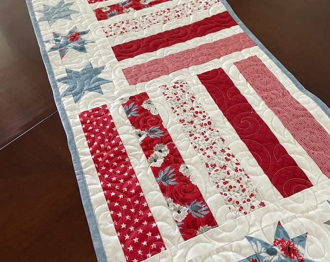 4th of July Table Runner | Quilted Patchwork Table Runner | 4th of July ...