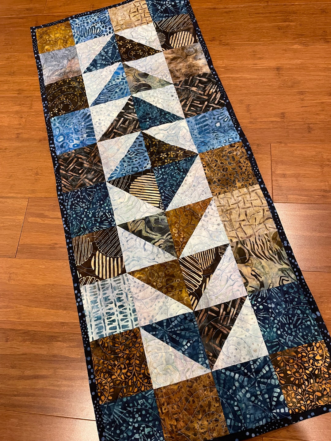 Batik Handmade Patchwork Table Runner in Earthtones - Etsy