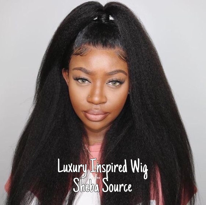 Luxury Yaki Straight Lace Frontal Wig, 100% Premium Synthetic Fiber ...