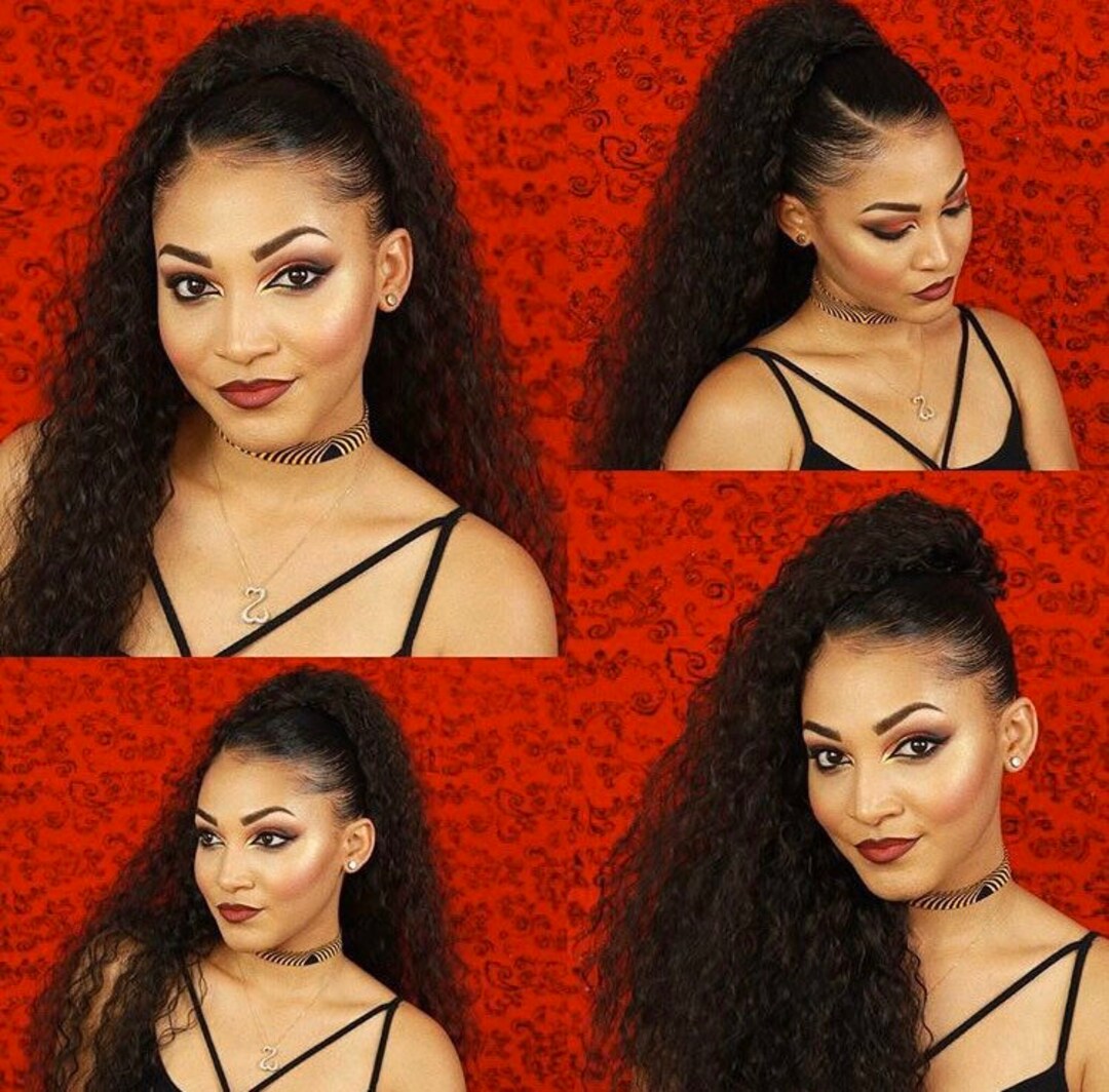 Curly Ponytail, Clip in Ponytail Hair Extenstion, 100% Premium Fiber ...