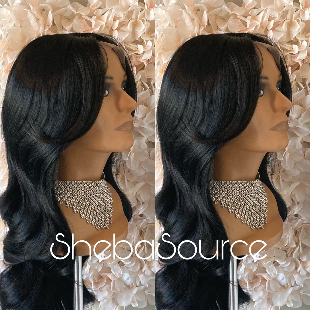 NEW! Luxury Curtain Bangs Wavy Lace Front Wig, 100% Premium Synthetic ...