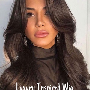 NEW! Luxury Curtain Bangs Wavy Lace Front Wig, 100% Premium Synthetic ...