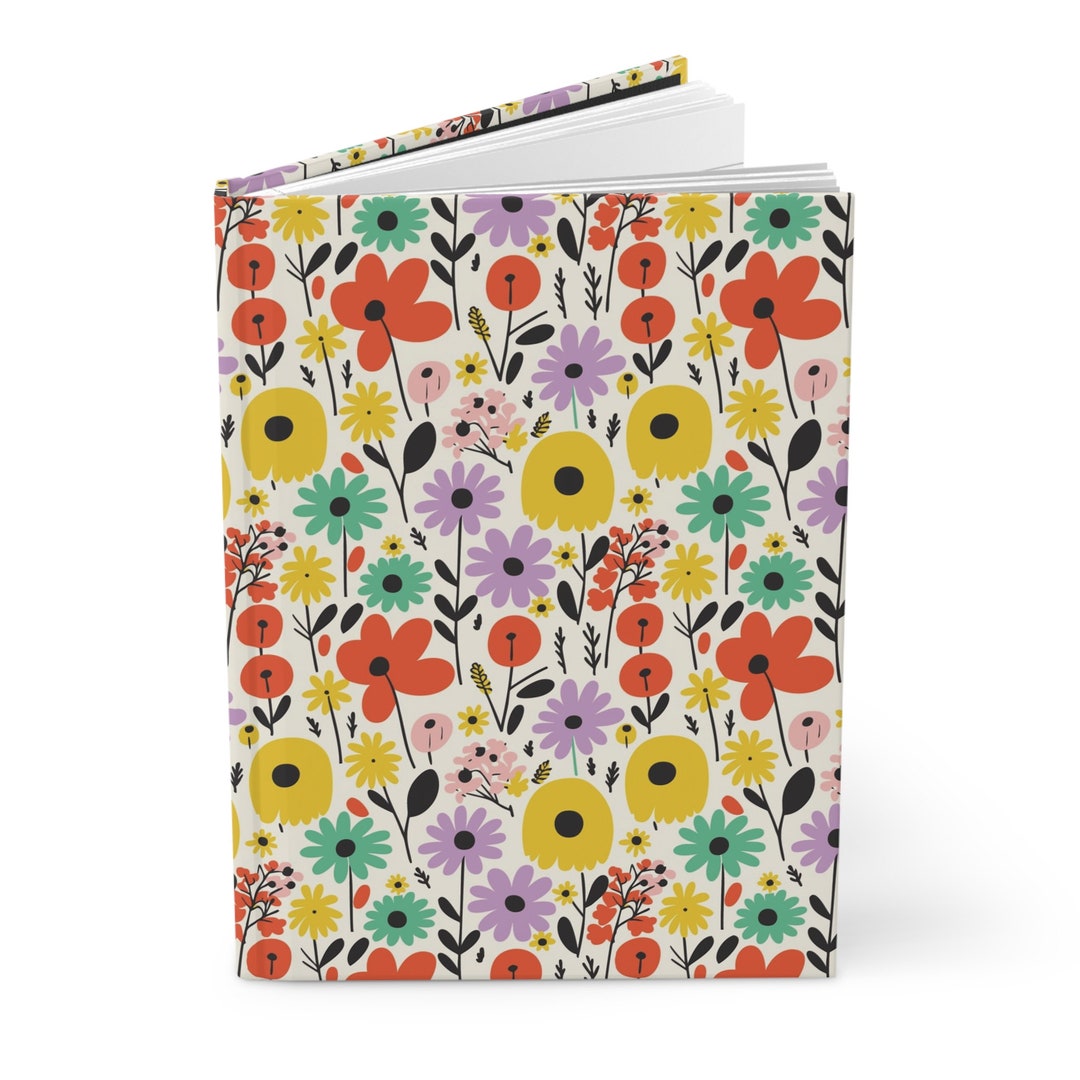 Modern Cute Spring Flowers Pattern Matte 5.75"x8" Hardcover Journal ...