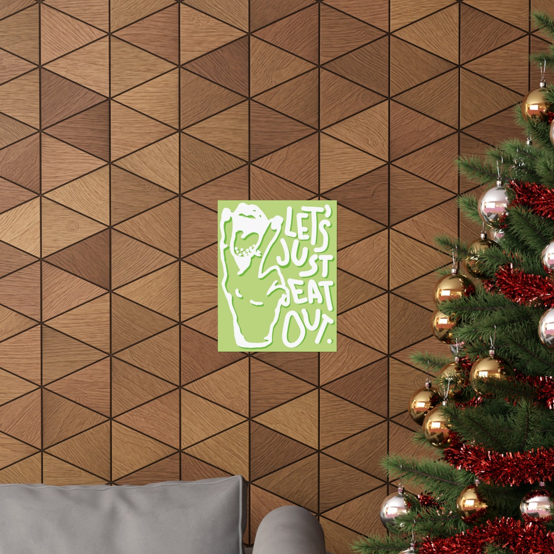 Let's Just Eat Out Original Design | Light Green | Matte Vertical Wall ...