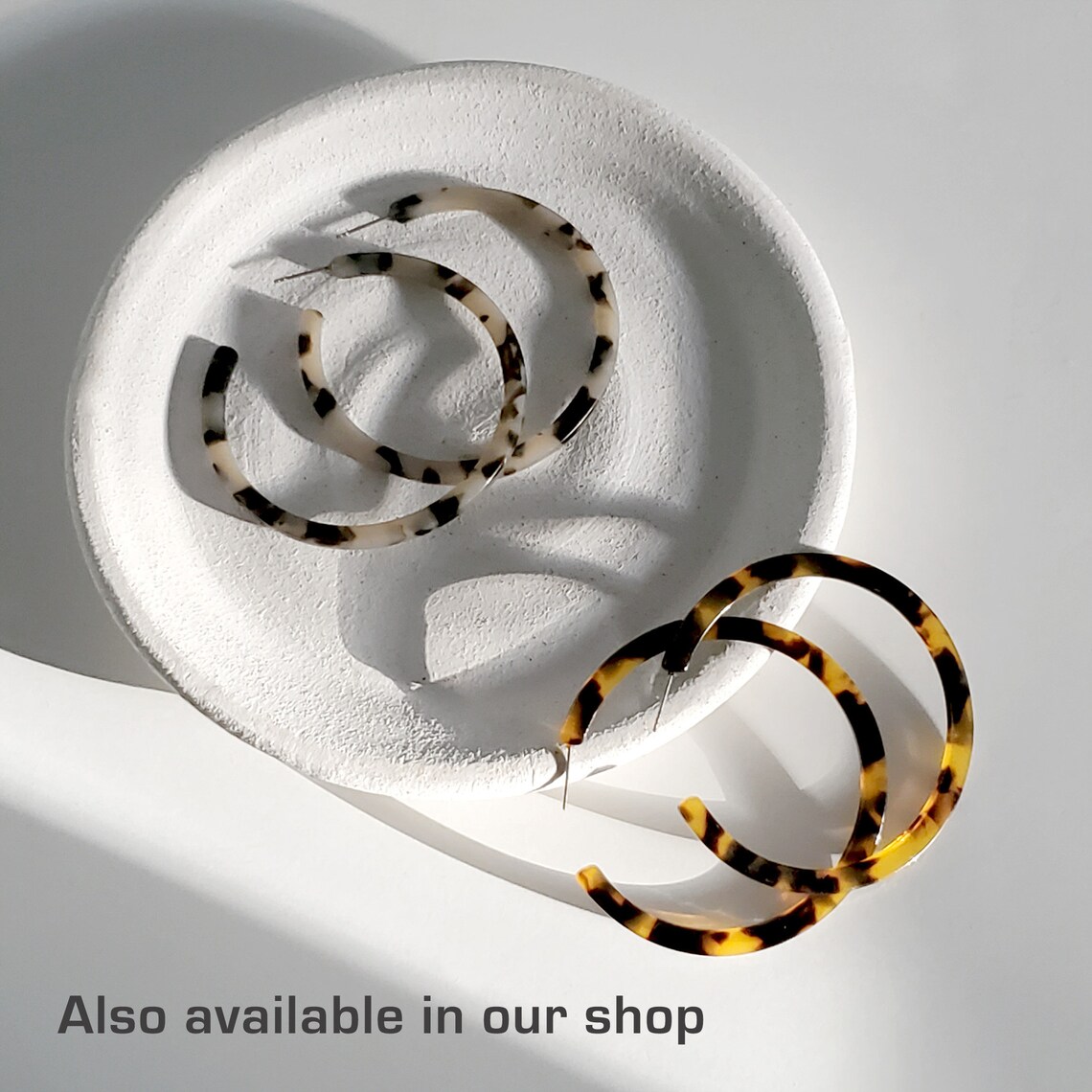 Teal Acetate Hoop Earrings: Tortoise Shell Resin, Gold Accent - Etsy