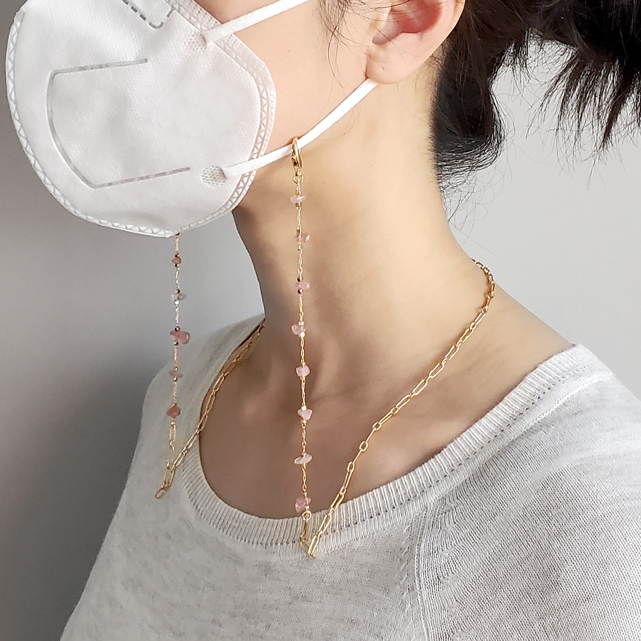 Face Mask Chain Gold Necklace Beaded Mask Chain Pearl Mask | Etsy