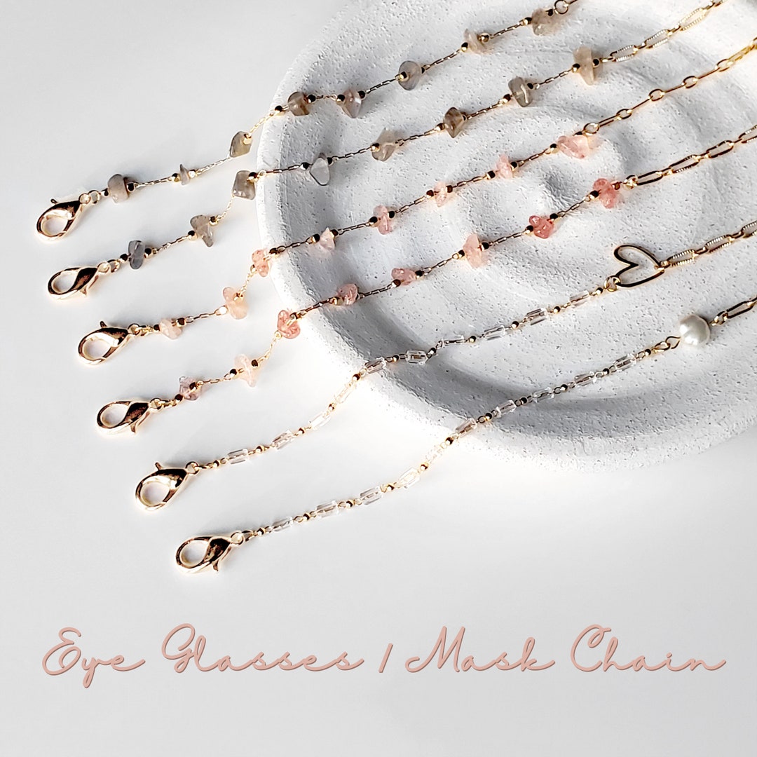 Face Mask Chain Gold Necklace, Beaded Mask Chain, Pearl Mask Chain ...