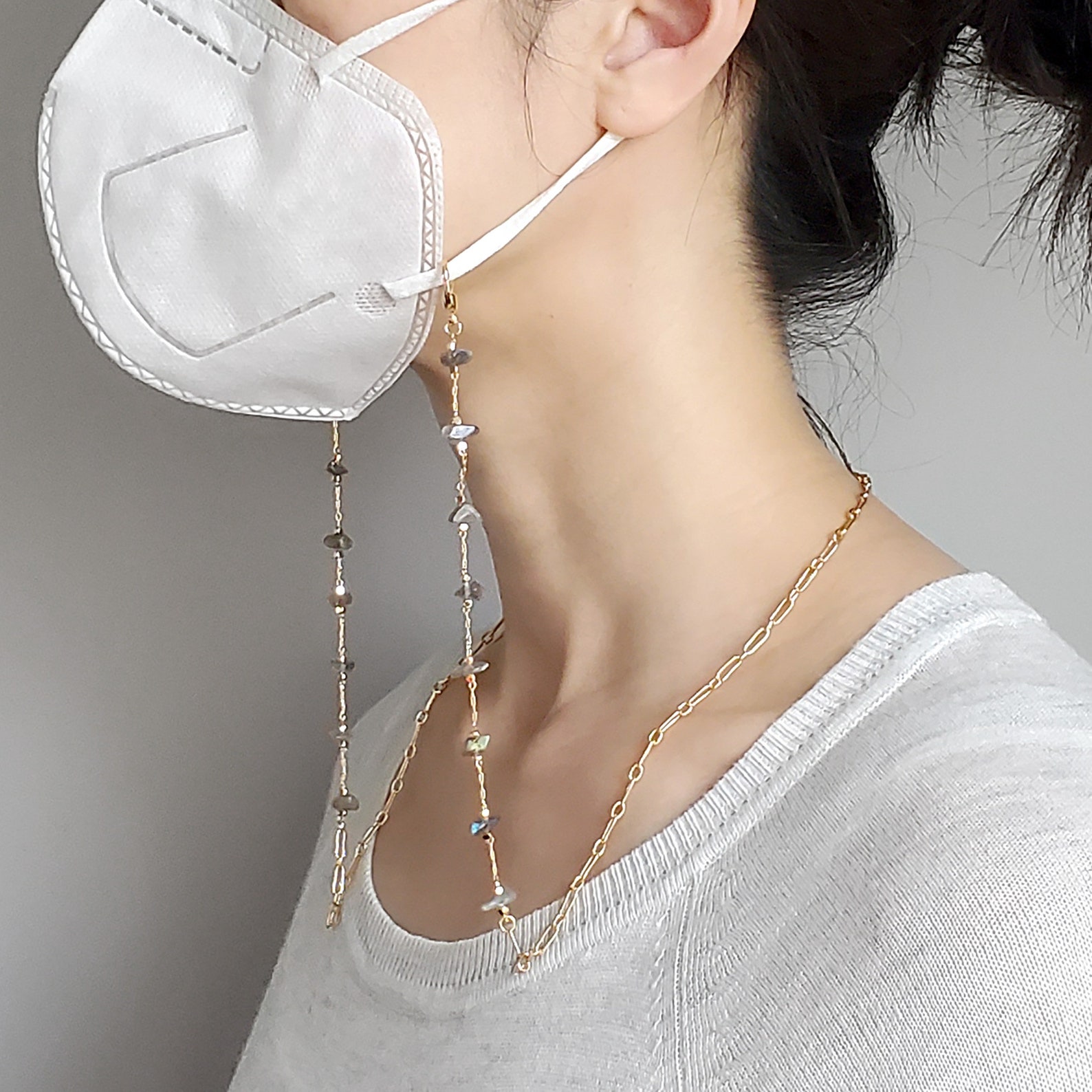 Face Mask Chain Gold Necklace Beaded Mask Chain Pearl Mask | Etsy