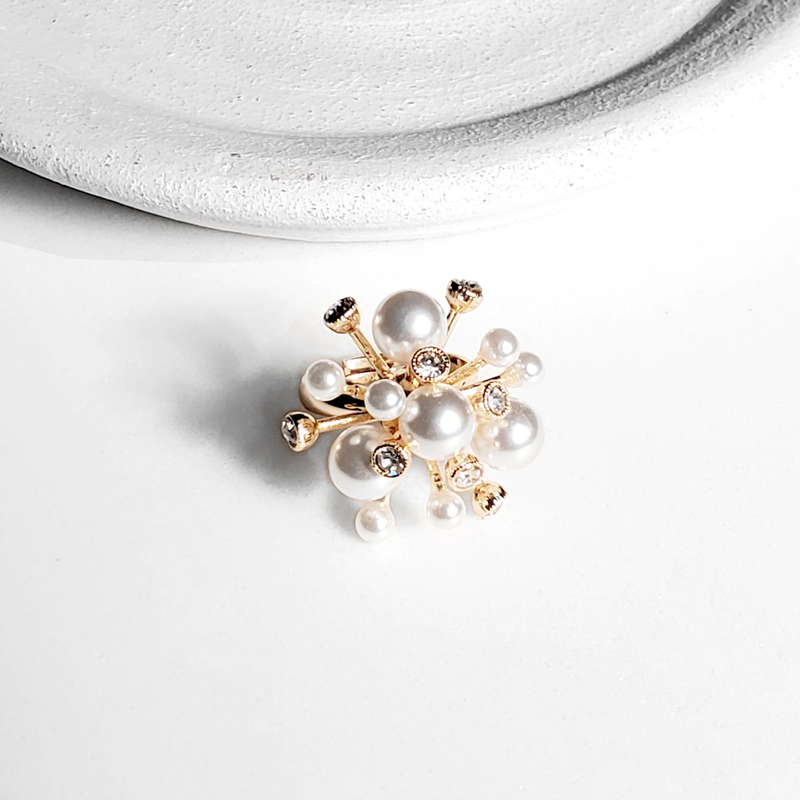 Starburst Ring Celestial Ring Pearl Ring Gold CZ Ring - Etsy