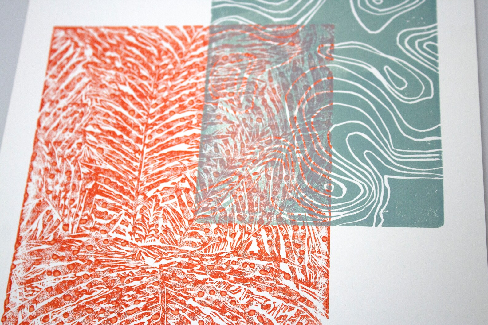 Reflection || Linocut Print (2-color) - Etsy