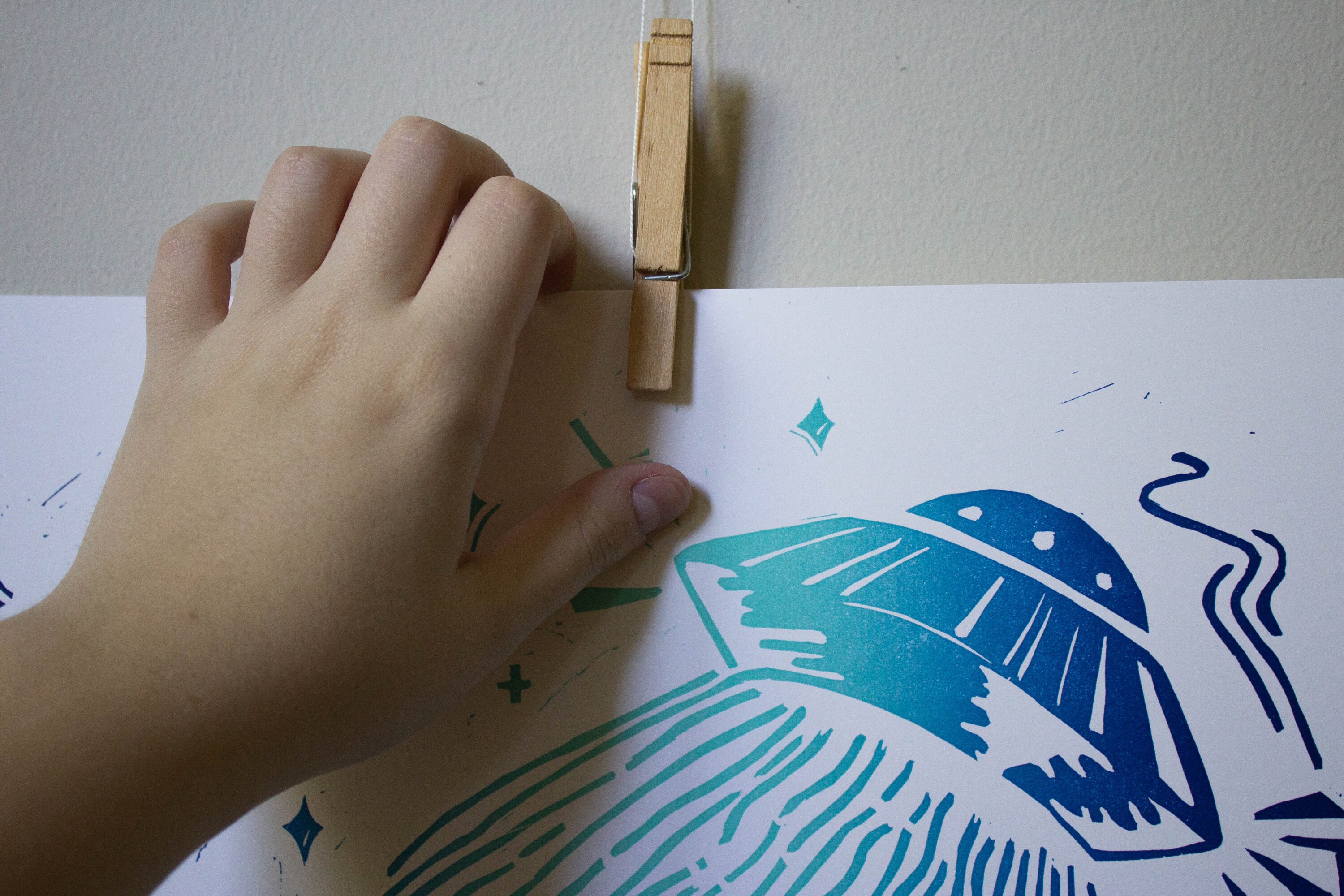 Alien Abduction, UFO, Linocut Print - Etsy