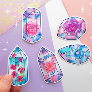 Flower Crystals Sticker Set - Etsy