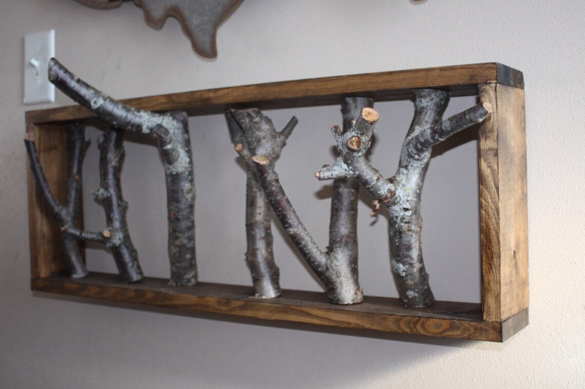 Wood Branch Floating Coat Rack - Etsy