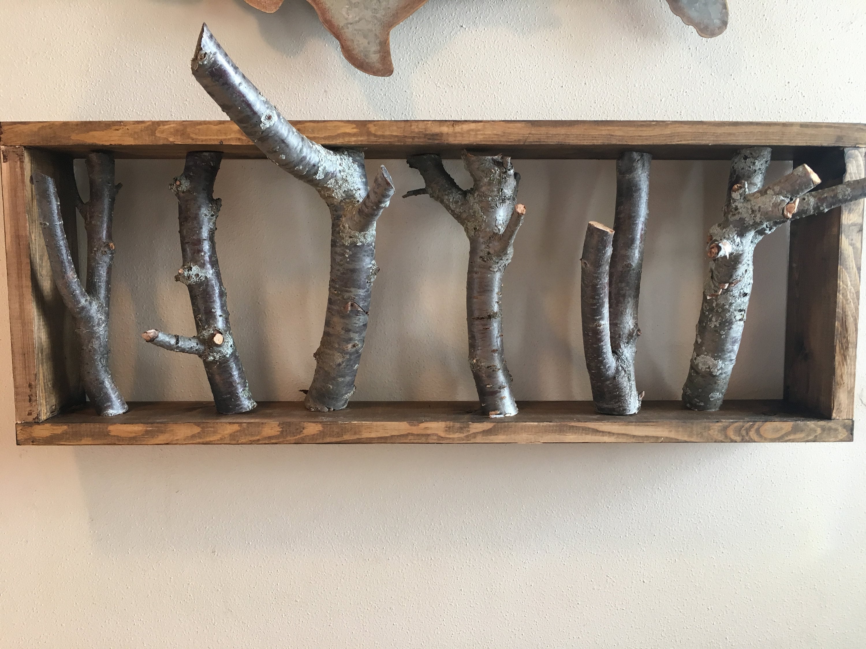 Wood Branch Floating Coat Rack - Etsy