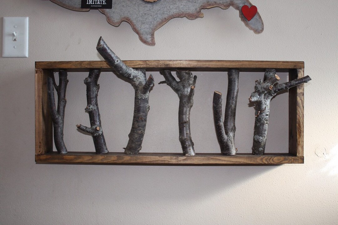 Wood Branch Floating Coat Rack - Etsy