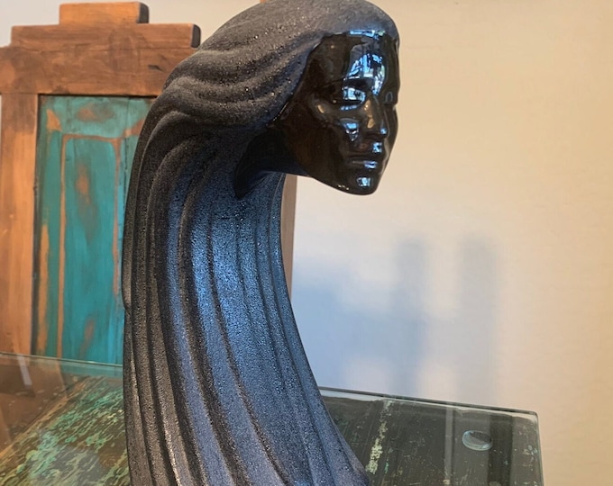 Wind Spirit Woman Face Flowing Hair Sculpture /ceramic Women Wind ...