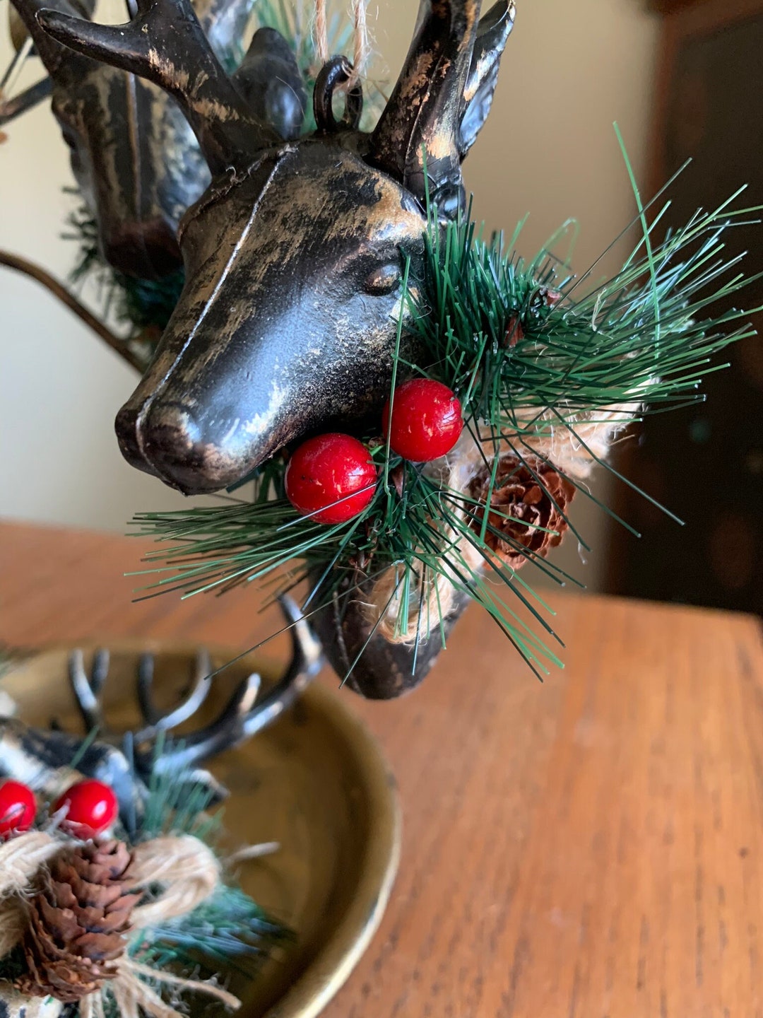 Six Plastic Buck W/antlers Christmas Tree Ornaments/hunters - Etsy