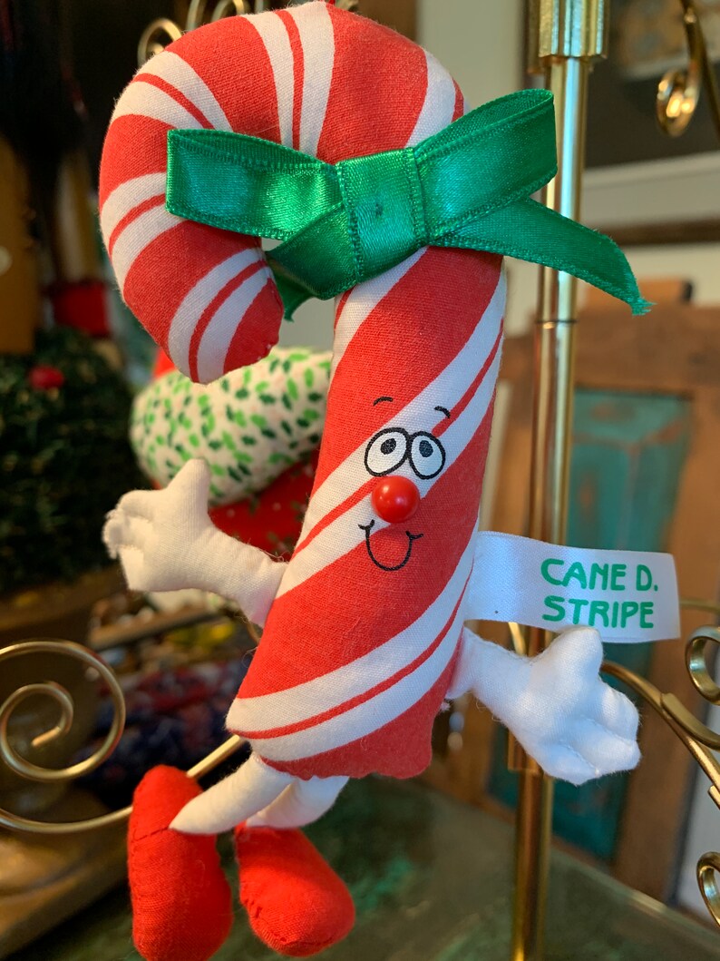 Four Vintage Soft Toy Hanging Ornaments/ Vintage Hallmark Cane D ...