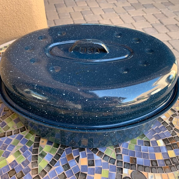 Blue Enamel Roaster - Etsy